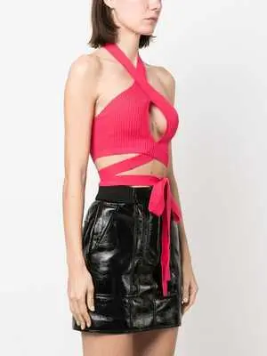 MSGM Ribbed-knit Crop Top