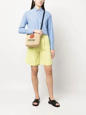 Kenzo Boke Flower Straw Crossbody Bag