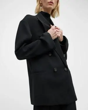 Vince Double-breasted Crepe Boyfriend Blazer - Black