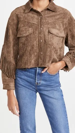 Blanknyc Faux Suede Fringe Jacket