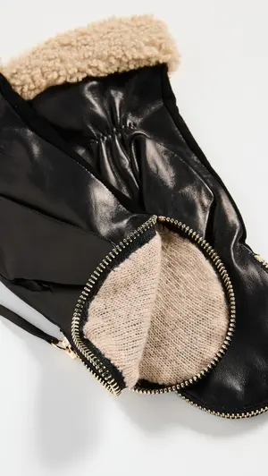 Carolina Amato Shearling Cuff Mittens