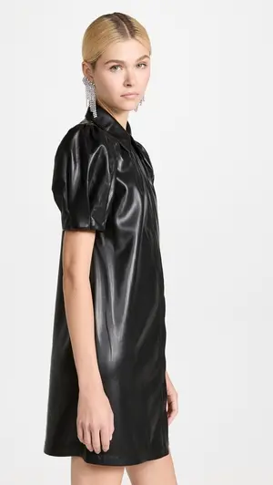 Alice + Olivia Jem Vegan Leather Dress - Black