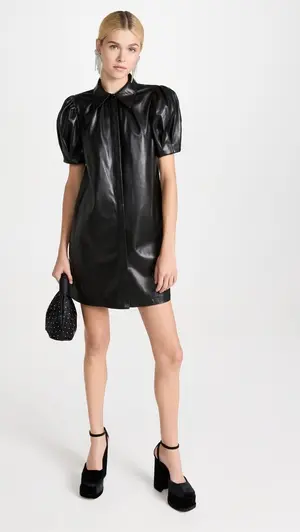 Alice + Olivia Jem Vegan Leather Dress - Black