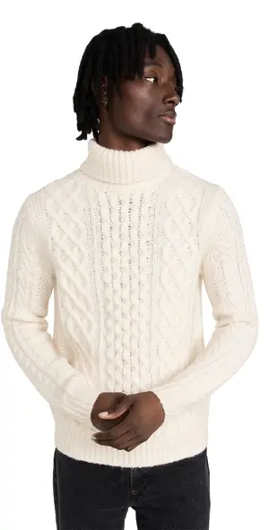 ALEX MILL Fisherman Cable Turtleneck Sweater
