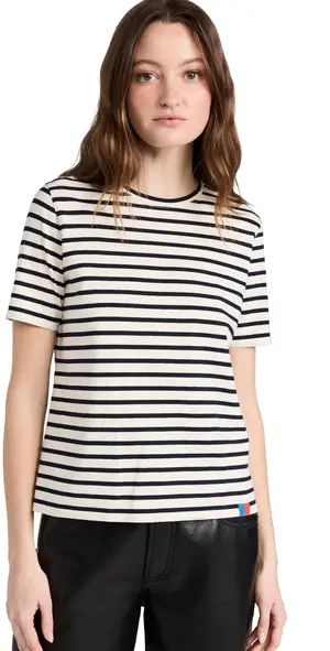 Kule Modern Short Sleeve Tee - Cream/navy