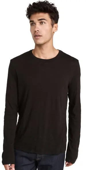 ATM Anthony Thomas Melillo Slub Jersey Destroyed Long Sleeve Tee - Black