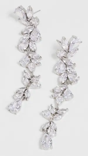 Shashi Fallen Leaf Pear Zirconia Drop Earrings