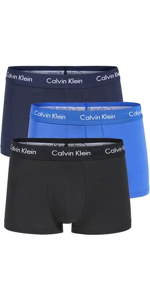 Calvin Klein Cotton Stretch 3-pack Low Rise Trunks - Black/blue Shadow/cobalt Water