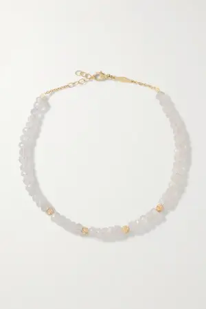 Jacquie Aiche 14-karat Gold, Moonstone And Diamond Anklet - White