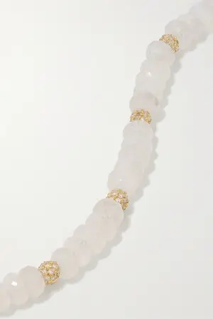 Jacquie Aiche 14-karat Gold, Moonstone And Diamond Anklet