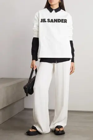 JIL SANDER Printed Cotton-jersey Sweatshirt - White