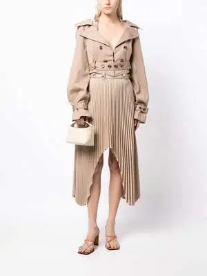 Rokh Arch Pleated Midi Skirt - Brown