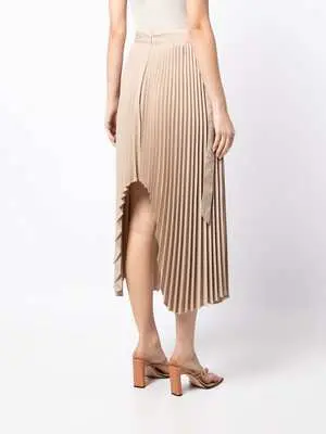 Rokh Arch Pleated Midi Skirt - Brown