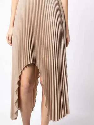 Rokh Arch Pleated Midi Skirt - Brown