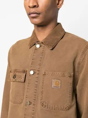 Carhartt Work In Progress Logo-patch Button Jacket - Brown