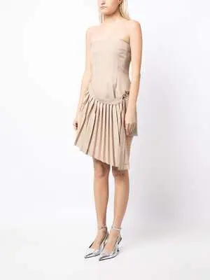 Rokh Mini Strapless Pleated Dress