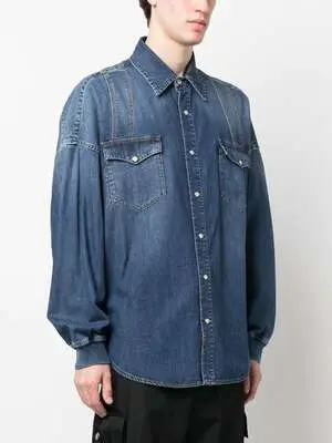 Alexander McQueen Long-sleeved Buttoned Denim Shirt