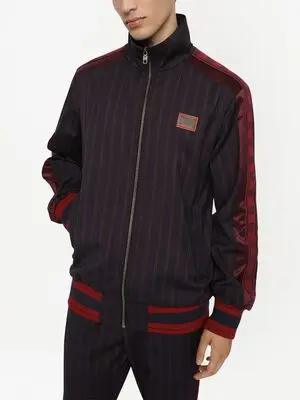 Dolce & Gabbana Pinstripe Logo-tape Track Jacket