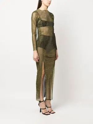 SANTA BRANDS Diamonds Rhinestone-embellished Mesh Maxi Dress - Black