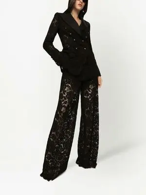 Dolce & Gabbana Floral Lace Tailored Trousers - Black