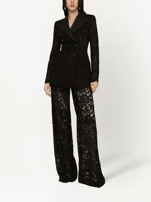 Dolce & Gabbana Floral Lace Tailored Trousers - Black