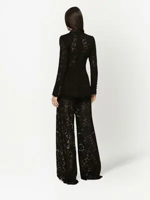 Dolce & Gabbana Floral Lace Tailored Trousers - Black