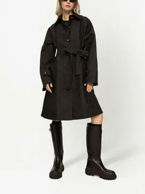 Dolce & Gabbana Dg-logo Jacquard Belted Trench Coat