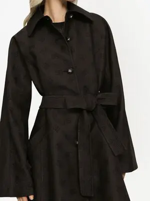 Dolce & Gabbana Dg-logo Jacquard Belted Trench Coat