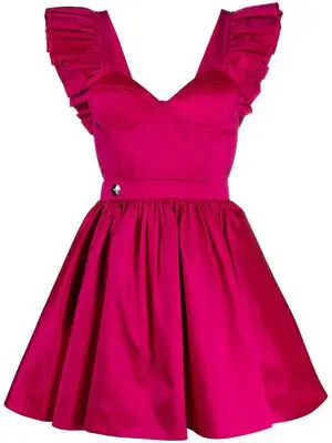 Philipp Plein Ruffled-sleeve Silk Mini Dress - Pink