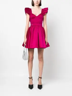 Philipp Plein Ruffled-sleeve Silk Mini Dress - Pink