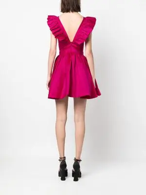 Philipp Plein Ruffled-sleeve Silk Mini Dress - Pink