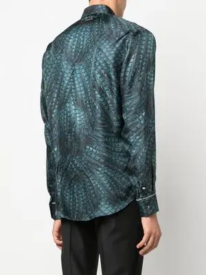 Roberto Cavalli Falcon Print Silk Shirt