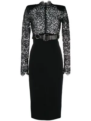Roberto Cavalli Lace-panel Midi Dress