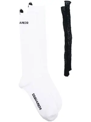 Dsquared2 Logo-print Ribbed Socks - White