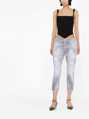 Dsquared2 Distressed Cropped Jeans - Grey