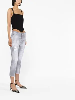 Dsquared2 Distressed Cropped Jeans - Grey