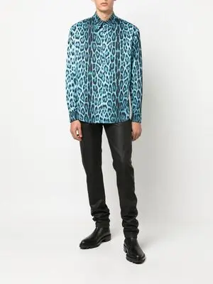 Roberto Cavalli Jaguar Print Cotton Shirt