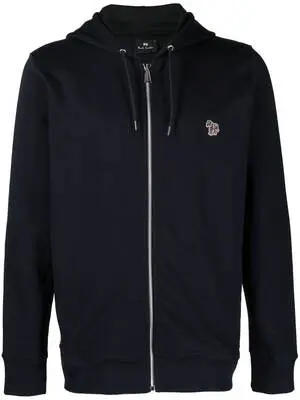 Paul Smith Zip Through Organic Cotton Hoodie With Zebra Motif