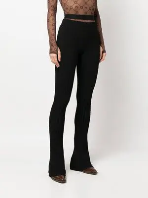 ANDREĀDAMO Cut-out Ribbed-knit Trousers - Black