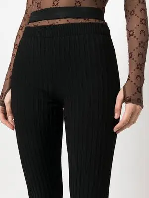 ANDREĀDAMO Cut-out Ribbed-knit Trousers - Black