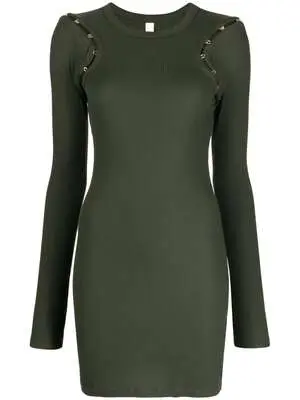DION LEE Hook & Eye Ribbed Dress - Green