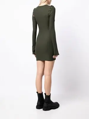 DION LEE Hook & Eye Ribbed Dress - Green