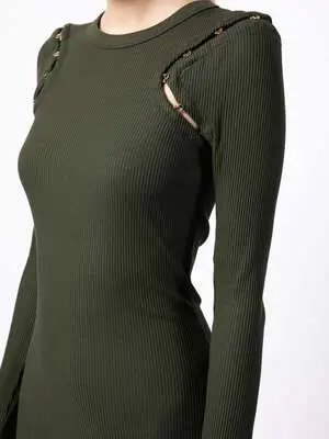 DION LEE Hook & Eye Ribbed Dress - Green