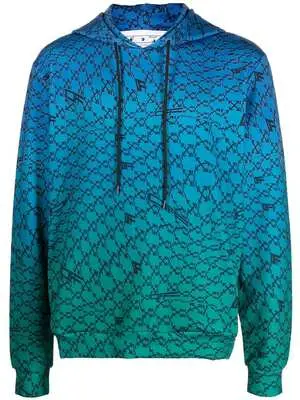 Off-White Arrows-print Ombré-effect Hoodie - Blue