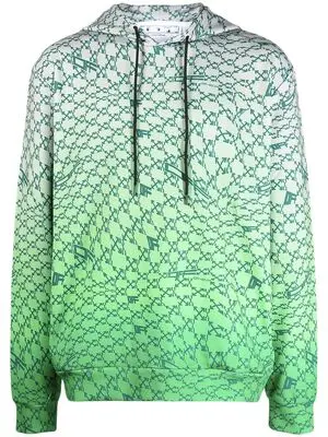 Off-White Arrows-print Ombré-effect Hoodie - Green