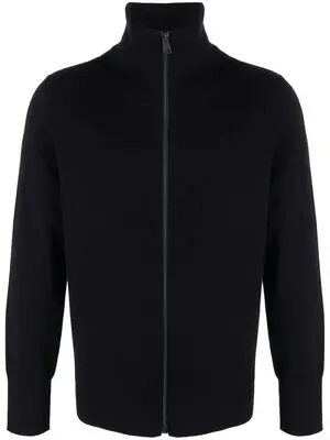 Sandro Zip-up Wool Blend High Neck Cardigan - Blue