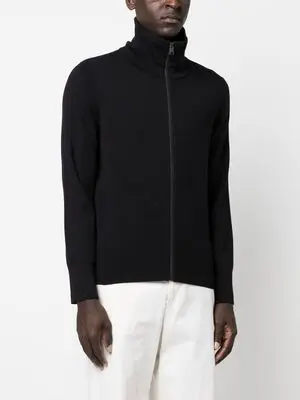 Sandro Zip-up Wool Blend High Neck Cardigan - Blue