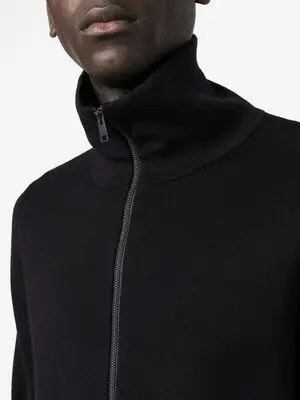 Sandro Zip-up Wool Blend High Neck Cardigan - Blue