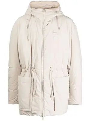 Off-White Logo-patch Hooded Jacket - Neutrals