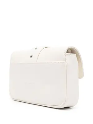 Pinko Small Love One Pocket Crossbody Bag In Bovine Leather With Silver-tone Hardware - White